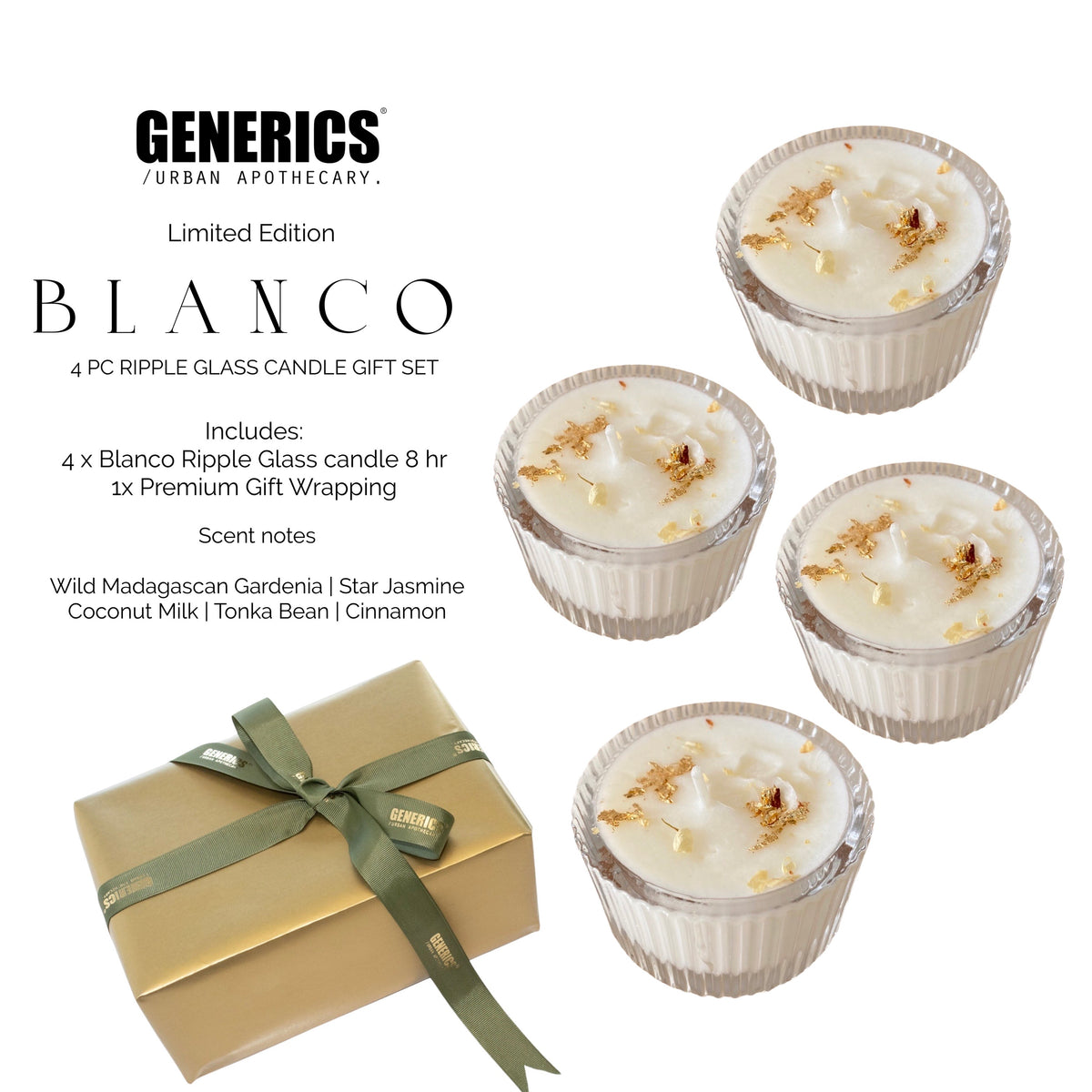 BLANCO 4pc Ripple Glass Candle Gift Set - Limited Edition by Generics ...